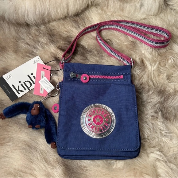 Kipling | Bags | Kipling Navy And Pink Crossbody Bag | Poshmark